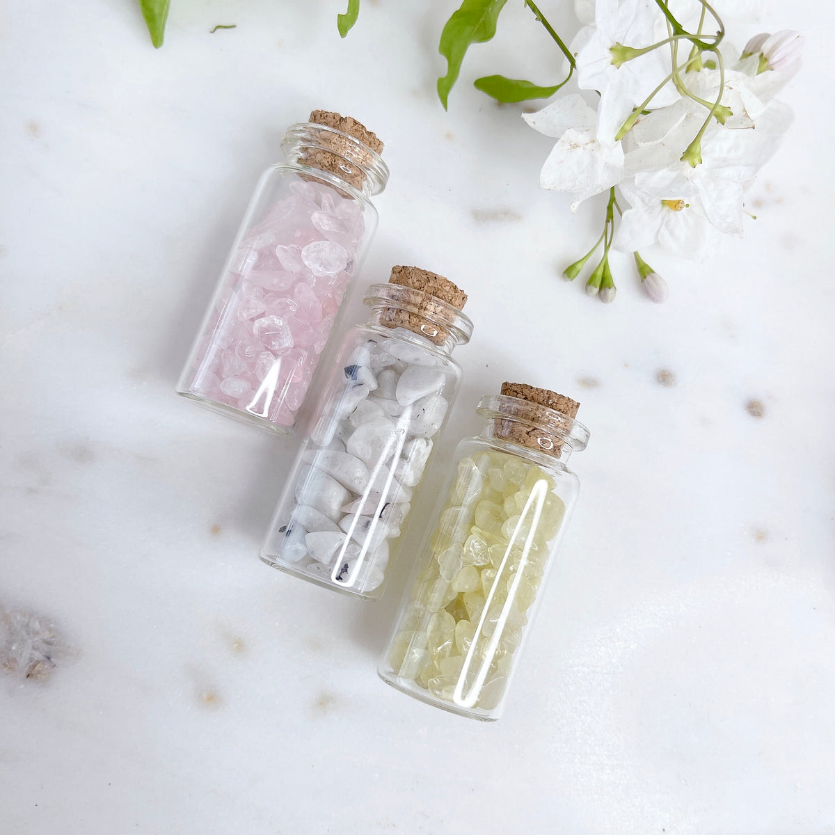 Crystal Chip Spell Jars – Mystic Moon Mantra☽